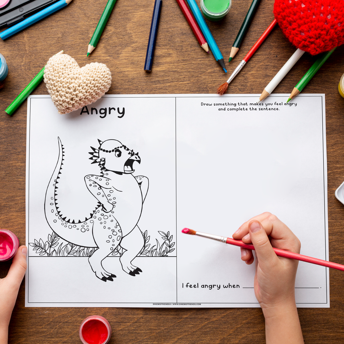 Angry Dino Coloring & Activity Page – Dinemo Friends